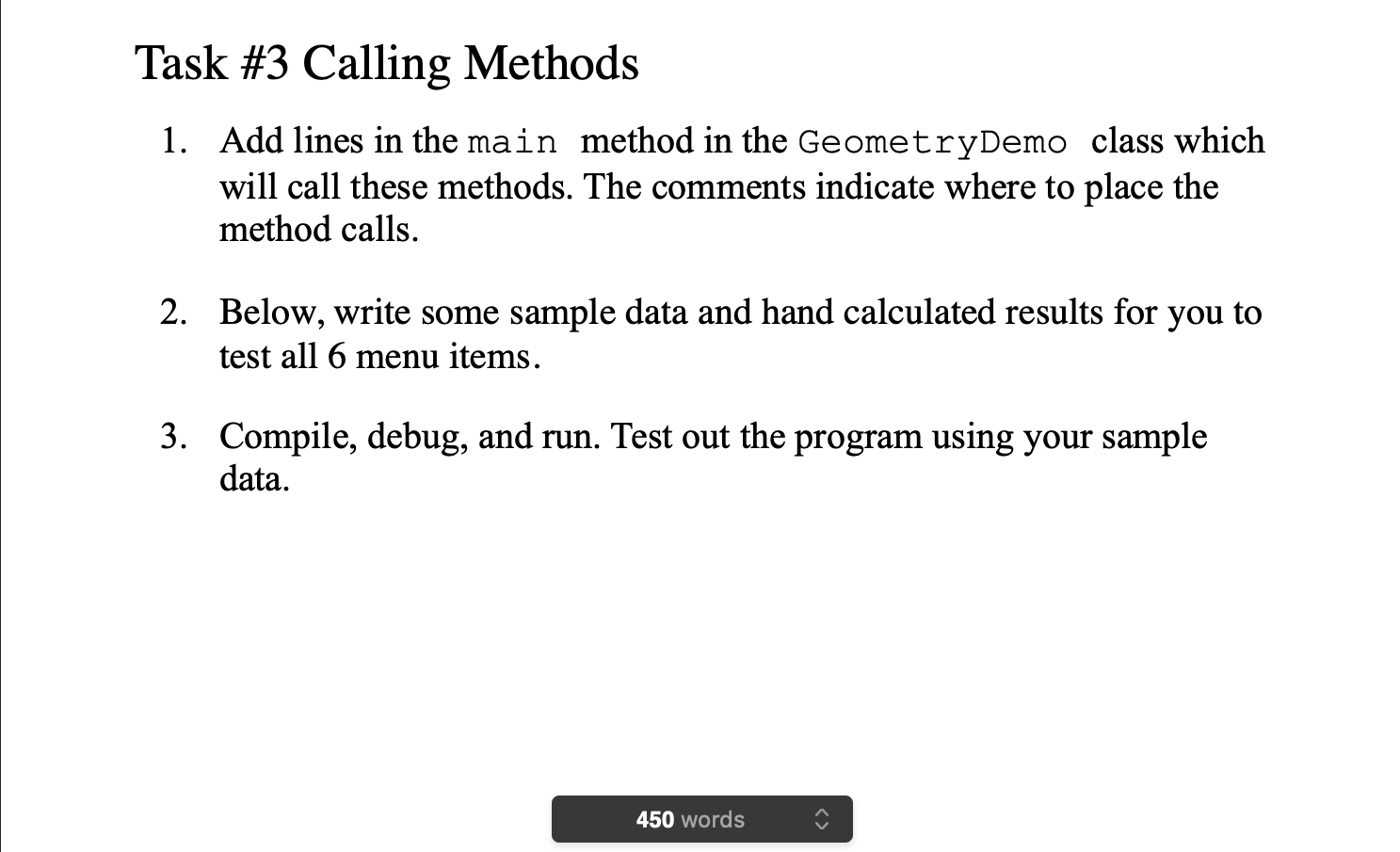 Solved Task #1 void Methods 1. Copy the file Geometry.java | Chegg.com
