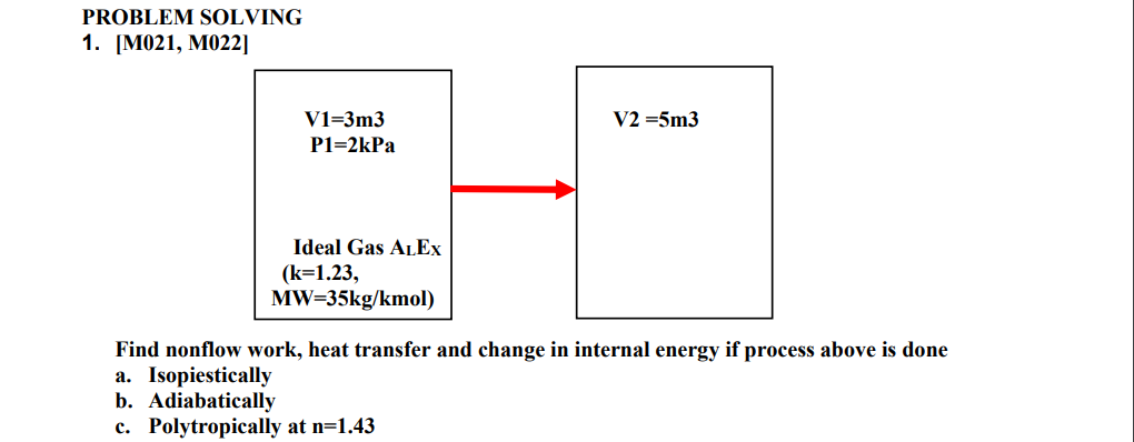 Solved PROBLEM SOLVING 1. [M021, M022] Find nonflow work, | Chegg.com