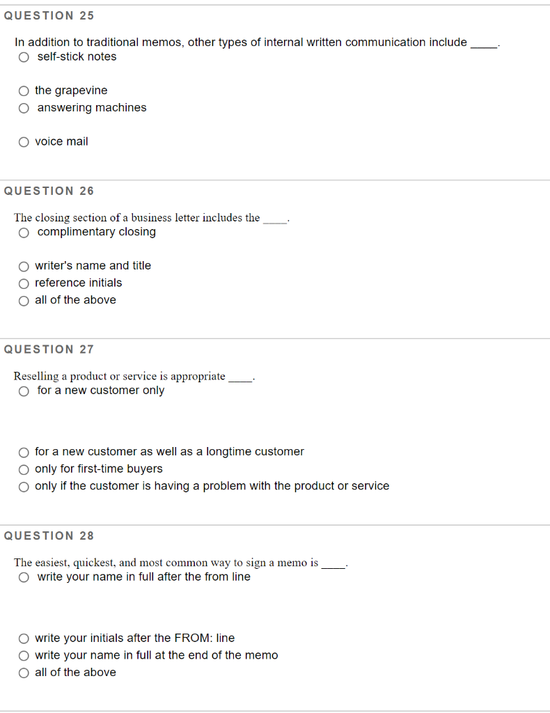[solved]-Question 25 Addition Traditional Memos Types Internal Written Communication Include O ...