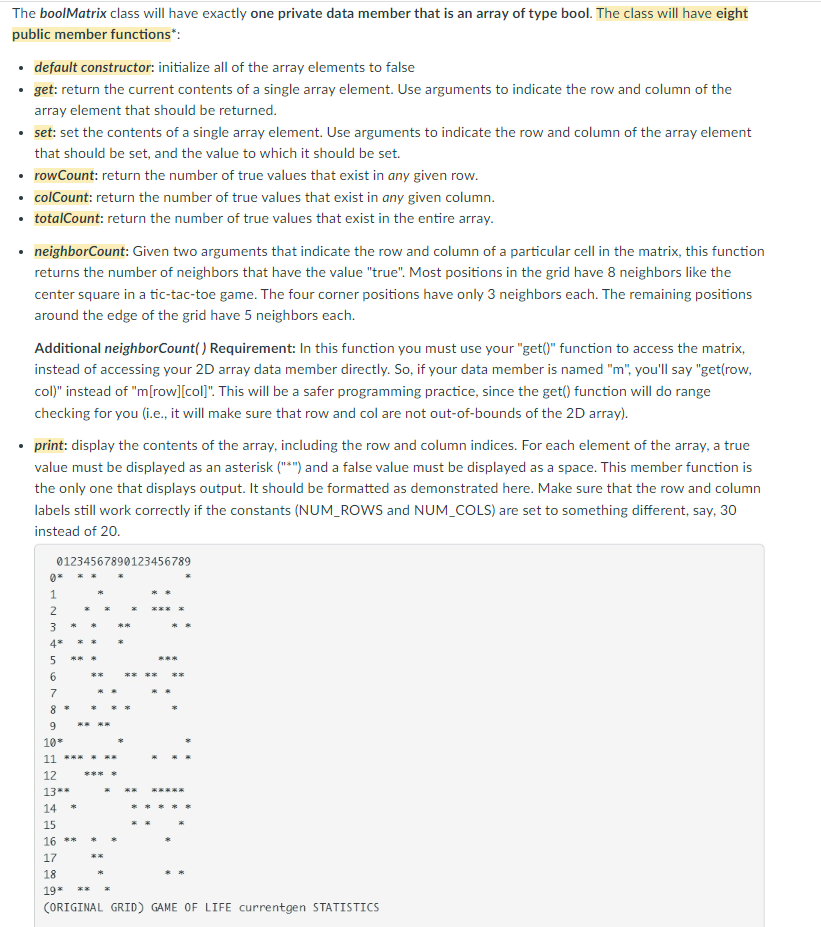 Solved Project 3: Game of Life Program (60 points] Phase 1: | Chegg.com