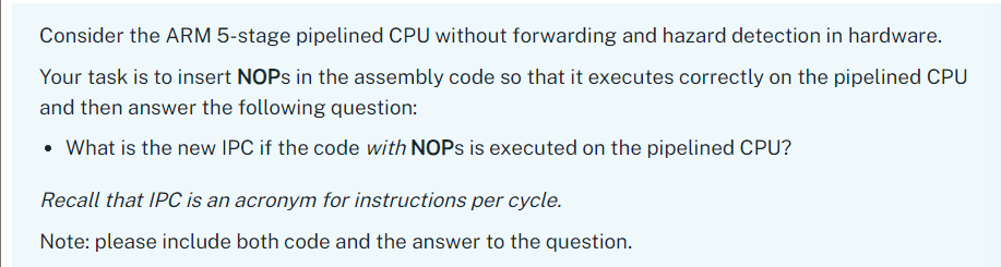 Solved Consider the ARM 5-stage pipelined CPU without | Chegg.com