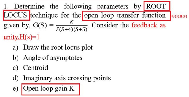 Solved 1. Determine the following parameters by LOCUS | Chegg.com