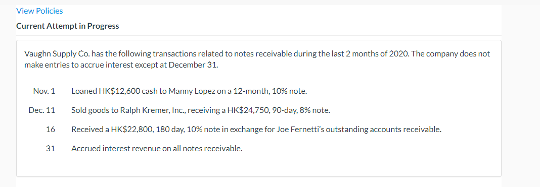 Solved View Policies Current Attempt in Progress Vaughn | Chegg.com