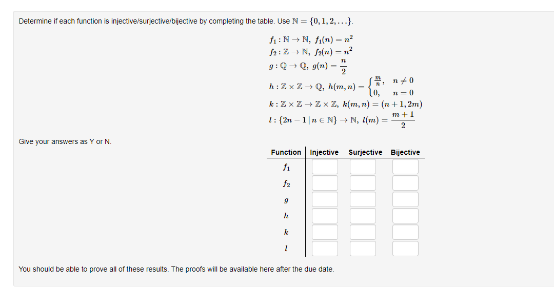 Solved Determine if each function is | Chegg.com