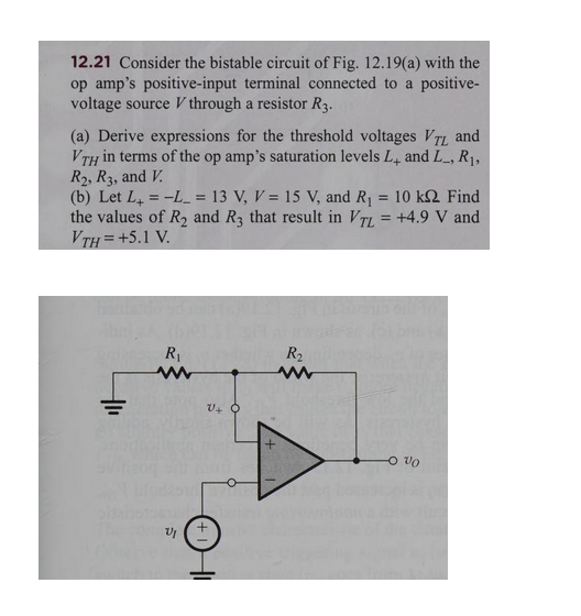 Solved 12.21 ﻿Consider the bistable circuit of Fig. 12.19(a) | Chegg.com
