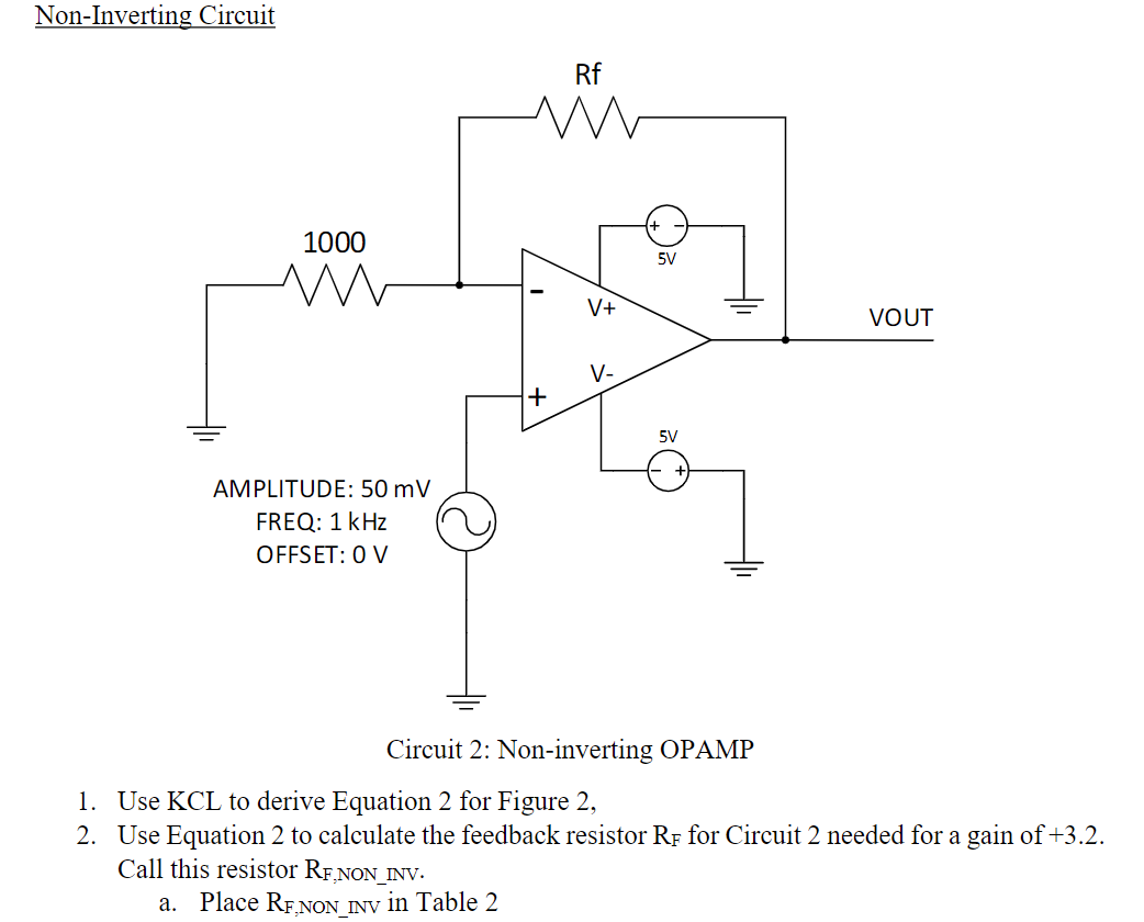 Solved Non-Inverting Circuit Circuit 2: Non-inverting UPAMP | Chegg.com