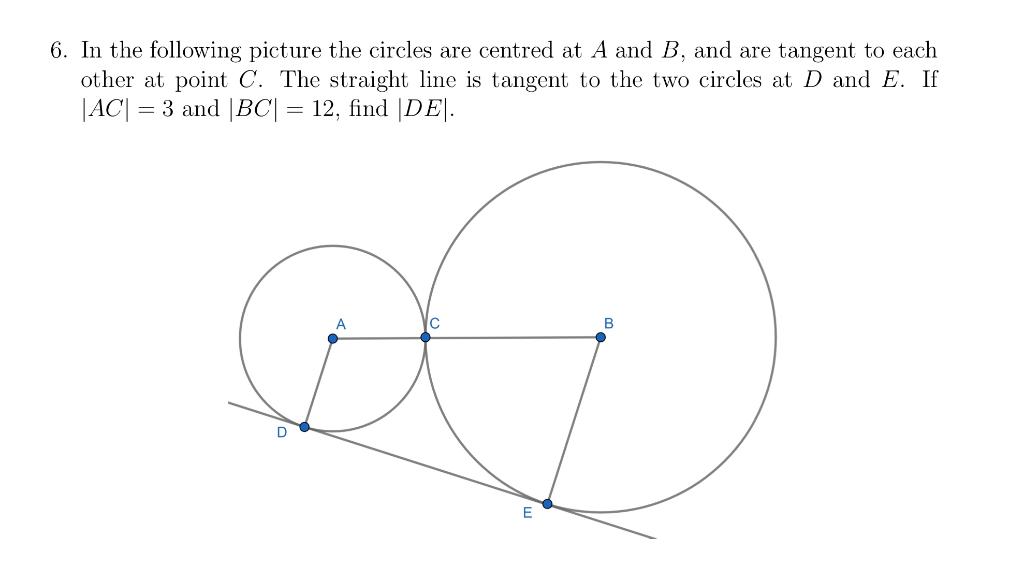 Solved 6. In the following picture the circles are centred | Chegg.com