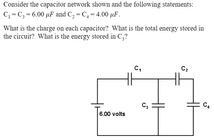 Solved Consider the capacitor network shown and the | Chegg.com Solved Consider the capacitor network shown and the | Chegg.com