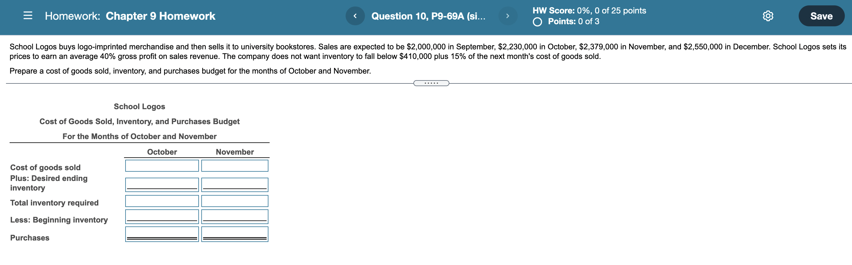 Solved = Homework: Chapter 9 Homework Question 10, P9-69A | Chegg.com