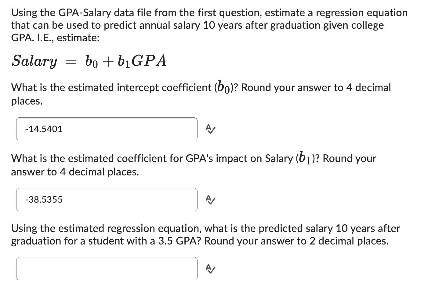 Using the GPA-Salary data file from the first | Chegg.com