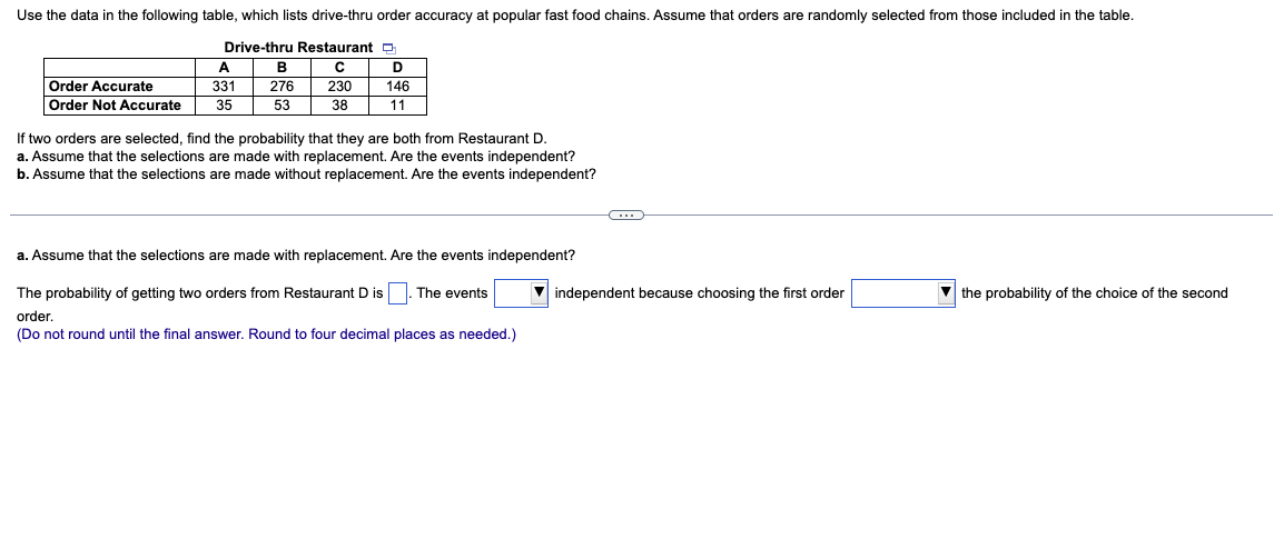 Solved If two orders are selected, find the probability that | Chegg.com