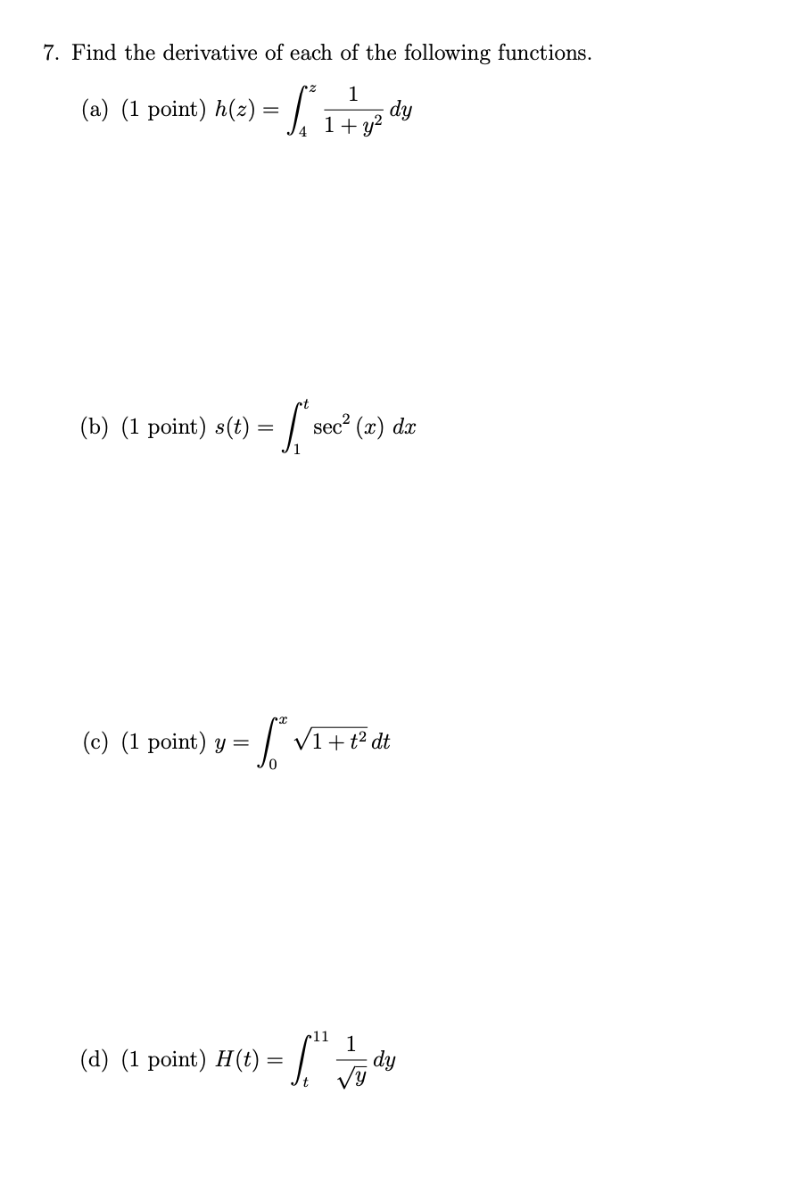 Solved Find the derivative of each of the following | Chegg.com