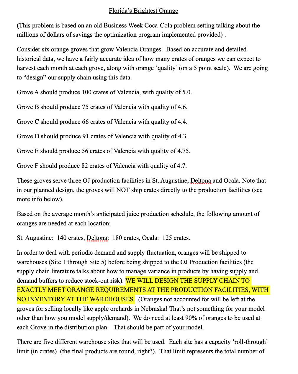 Florida's Brightest Orange (This problem is based on | Chegg.com