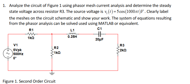 Solved 1. Analyze the circuit of Figure 1 using phasor mesh | Chegg.com
