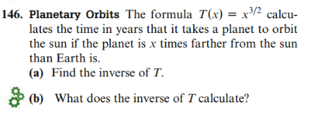 Solved 146. Planetary Orbits The formula T(x)=x3/2 | Chegg.com