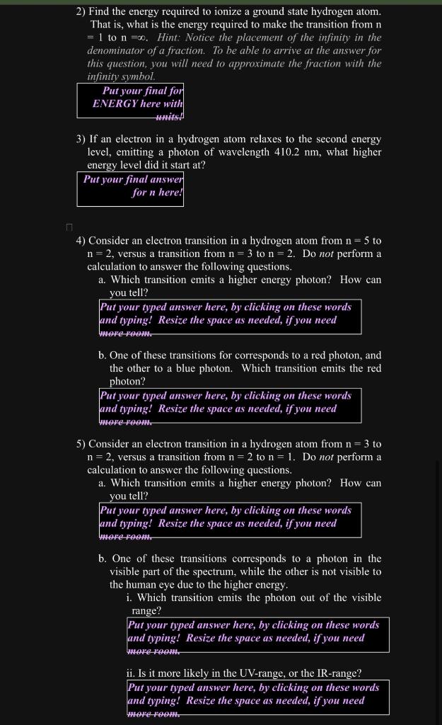 Solved 2) Find the energy required to ionize a ground state | Chegg.com