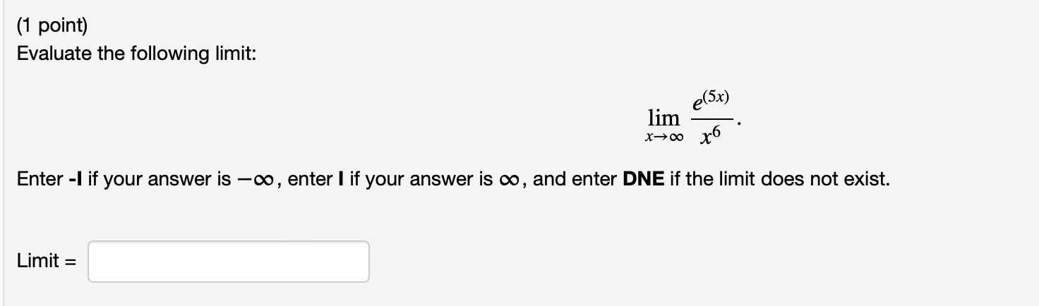 (1 ﻿point)Evaluate the following | Chegg.com