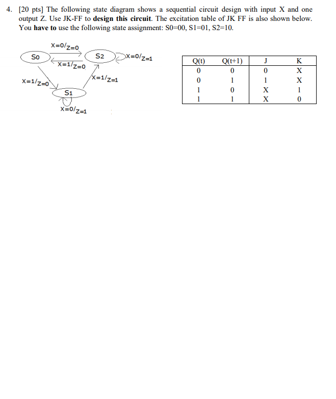 Solved 4. [20 pts] The following state diagram shows a | Chegg.com