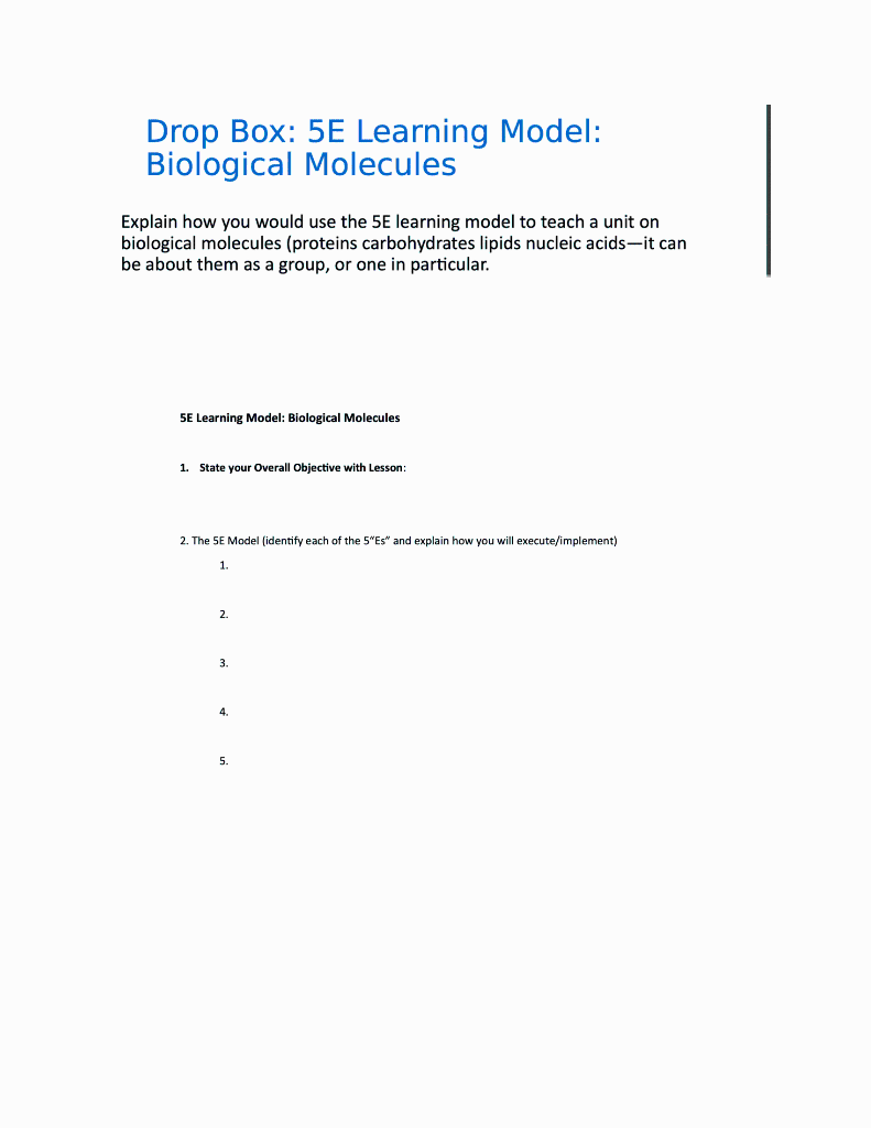 Solved The 5E Instructional Model is a five-phase approach | Chegg.com