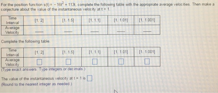 Solved For the position function s (t) = 16t^2+ 113t, | Chegg.com