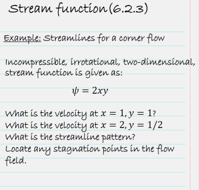 Solved Stream function (6.2.3)Example: Streamlines for a | Chegg.com
