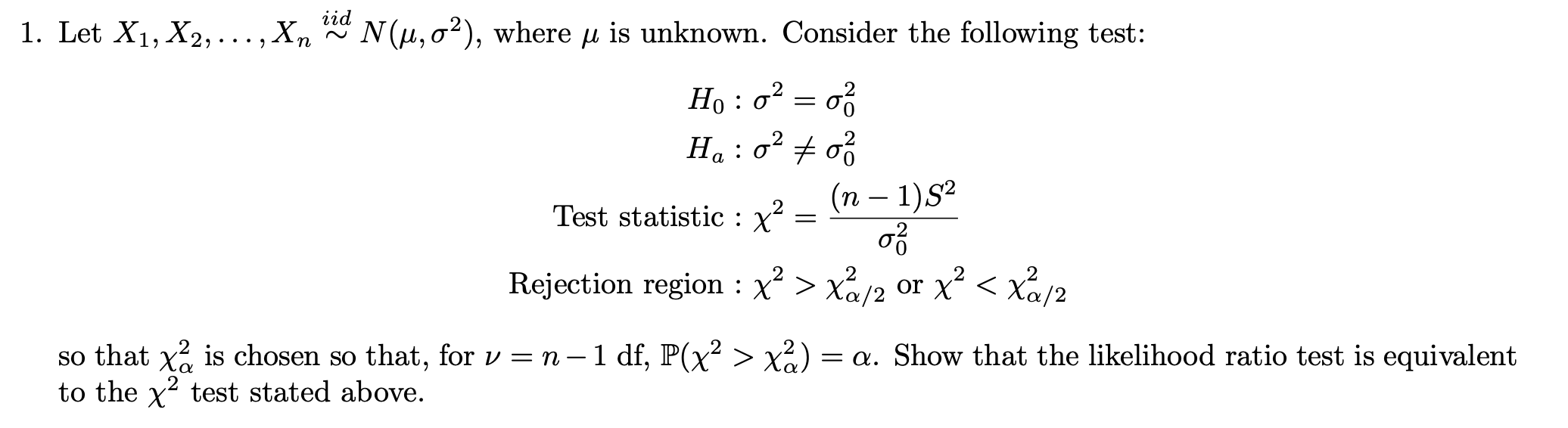 Solved 1. Let X1, X2, ..., Xn "4 N(u,02), where u is | Chegg.com