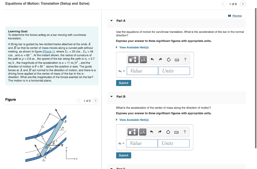 Solved Equations of Motion: Translation (Setup and Solve) 1 | Chegg.com