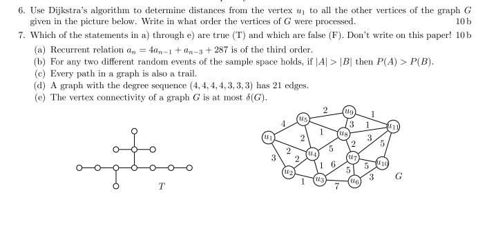 Solved 10b 6. Use Dijkstra's algorithm to determine | Chegg.com