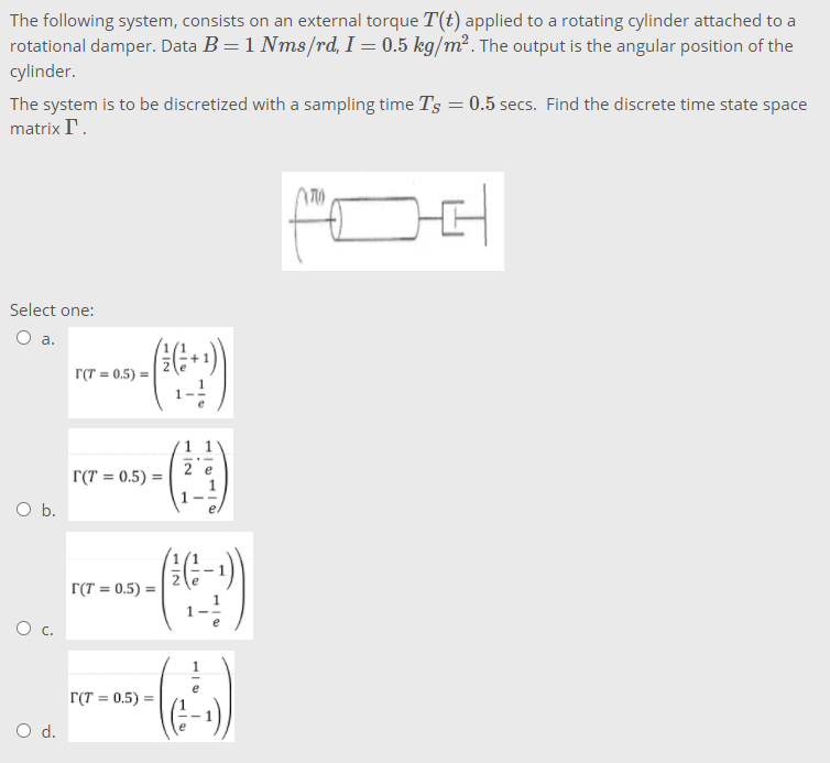 The following system, consists on an external torque | Chegg.com