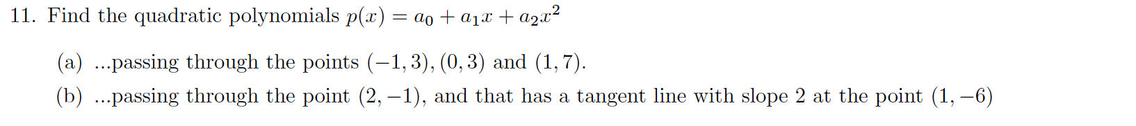Solved Find the quadratic polynomials | Chegg.com