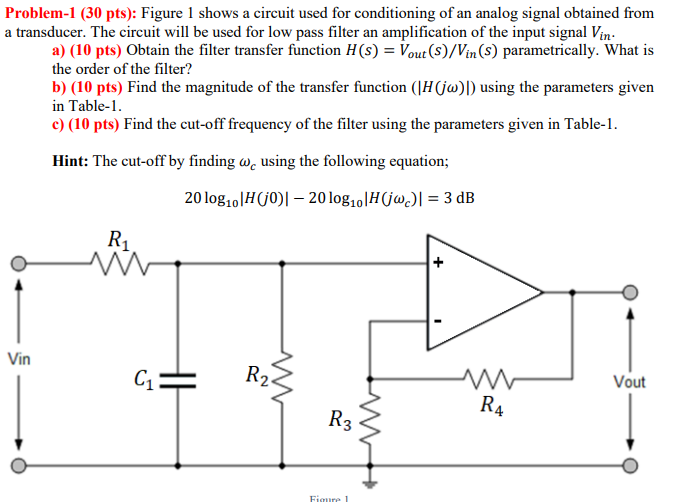 Solved Problem-1 ( 30pts) : Figure 1 shows a circuit used | Chegg.com