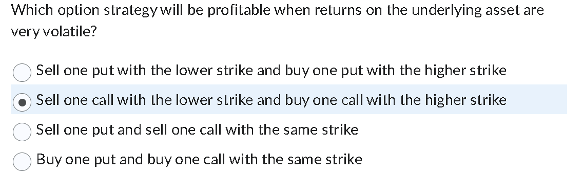 Solved Which option strategy will be profitable when returns | Chegg.com