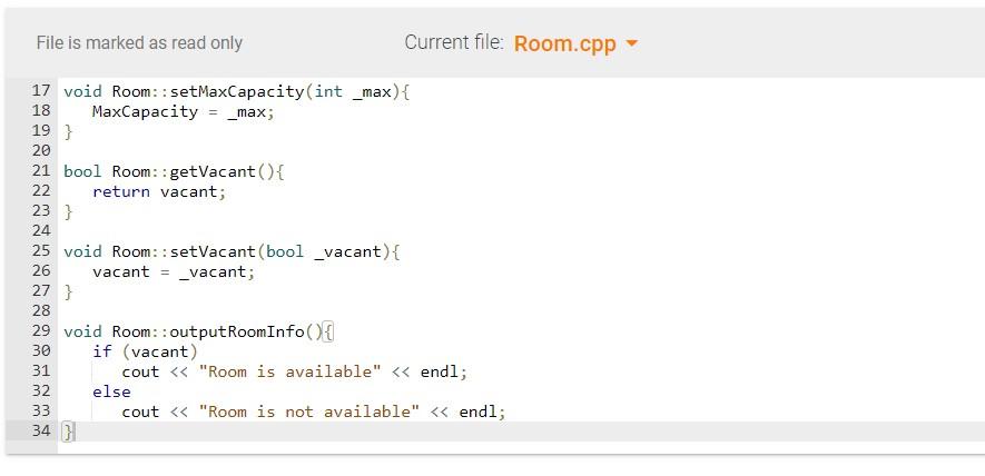 Solved Given a Room class (defined in "Room.h" and | Chegg.com