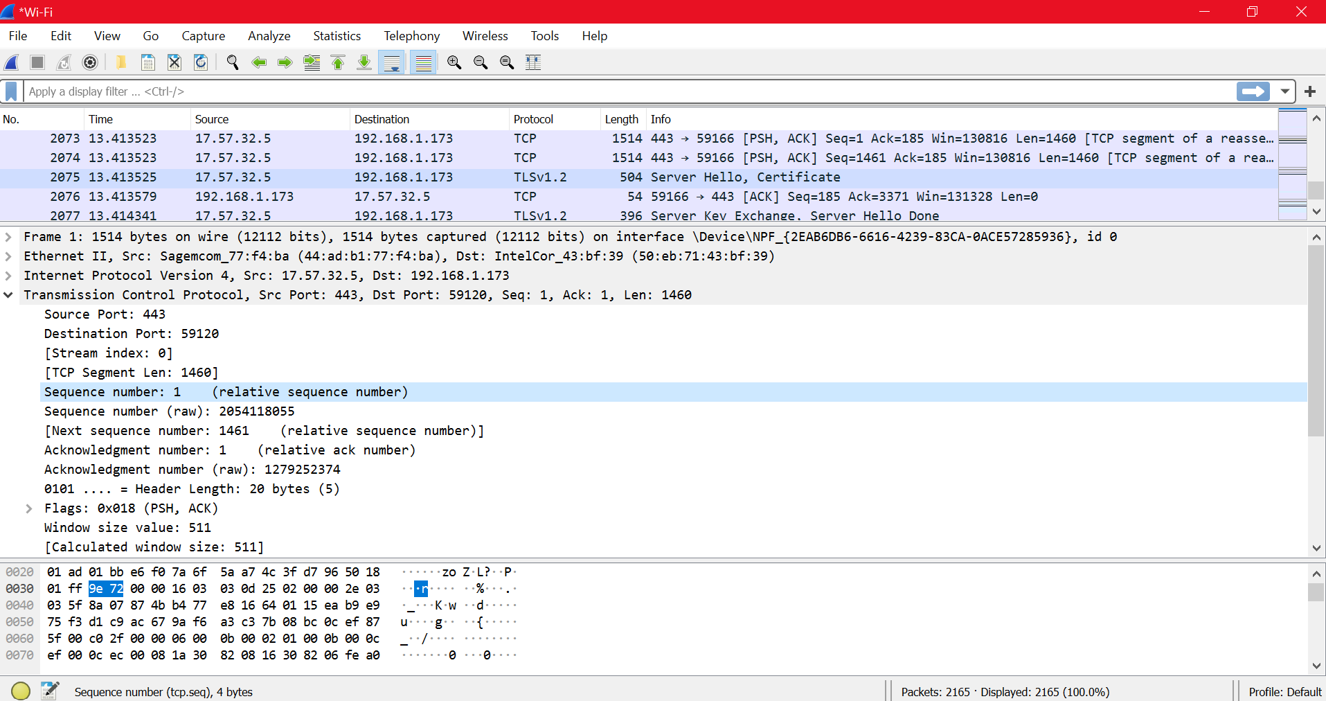 Solved *Wi-Fi X Х File Edit View Go Capture Analyze | Chegg.com