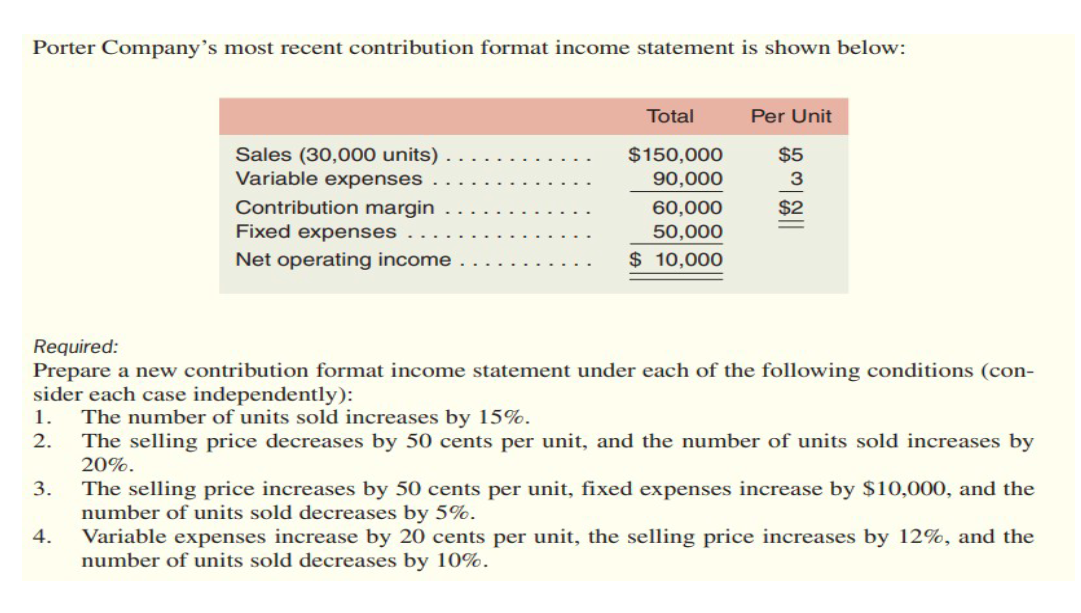 [Solved]: Porter Company's most recent contribution fo