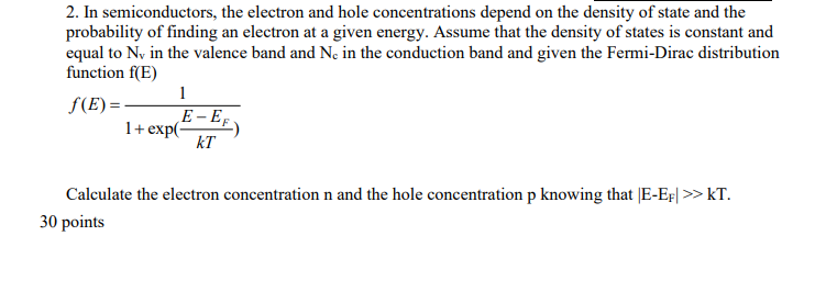Solved In semiconductors, the electron and hole | Chegg.com