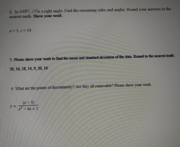 Solved 2 In ABC, 2C?s a right angle. Find the remaining | Chegg.com