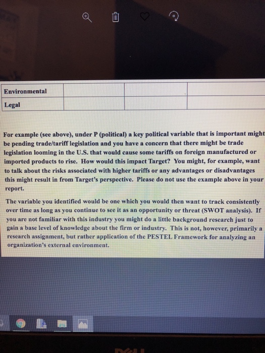 Solved pestel framework target | Chegg.com