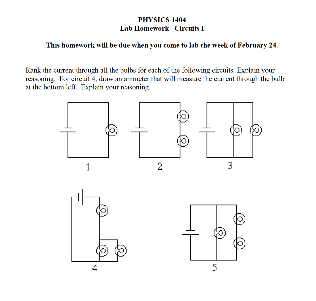 Solved PHYSICS 1404 Lab Homework- Circuits I This homework | Chegg.com