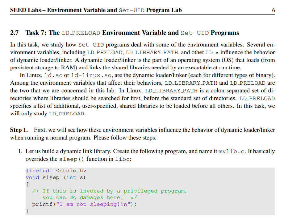 Solved SEED Labs – Environment Variable and Set-UID Program | Chegg.com