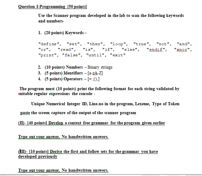 The following program is for Questions I, II and III, | Chegg.com
