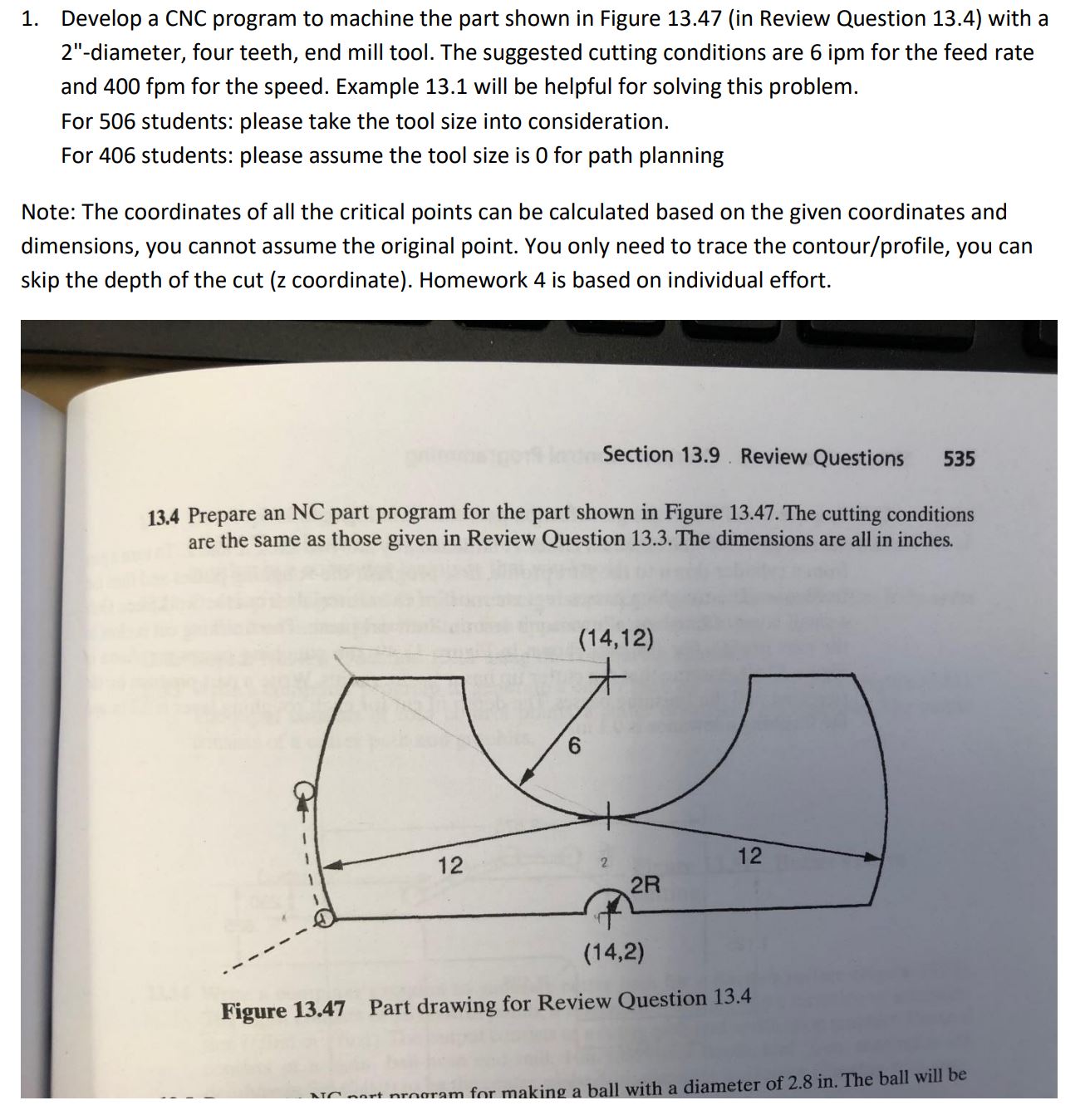 Solved 1. Develop a CNC program to machine the part shown in | Chegg.com