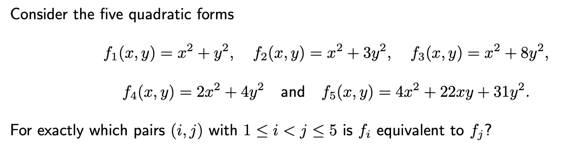 Solved Consider the five quadratic forms | Chegg.com