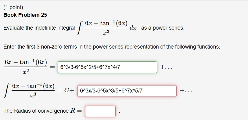 Solved (1 point) Book Problem 25 Evaluate the indefinite | Chegg.com