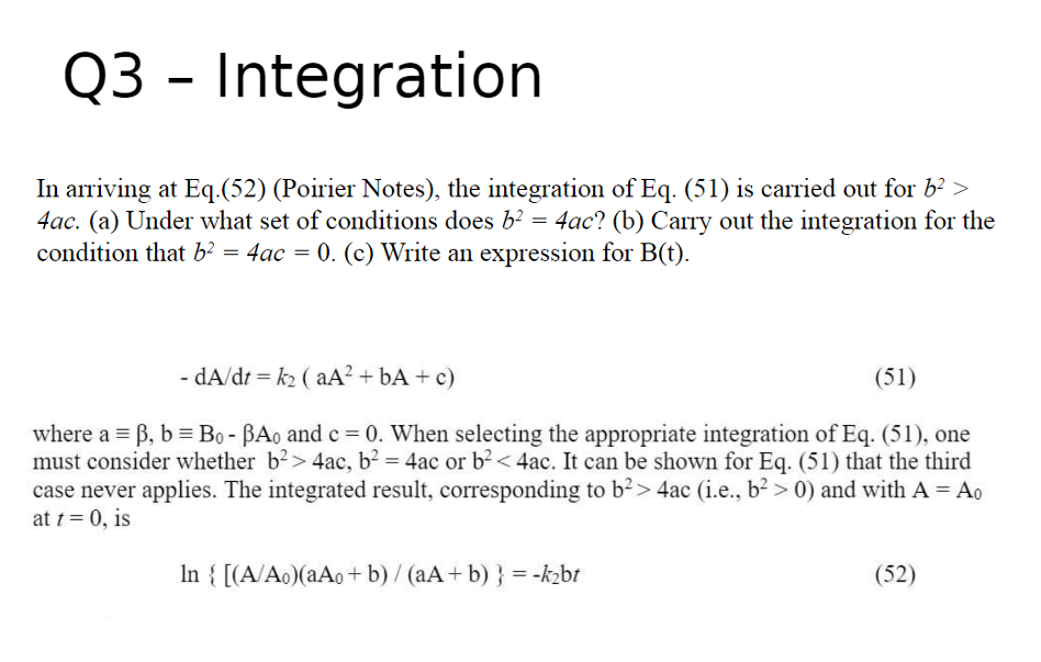Solved Q3 - Integration In arriving at Eq.(52) (Poirier | Chegg.com