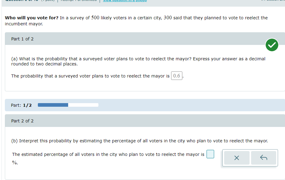 Solved Who will you vote for? In a survey of 500 likely | Chegg.com