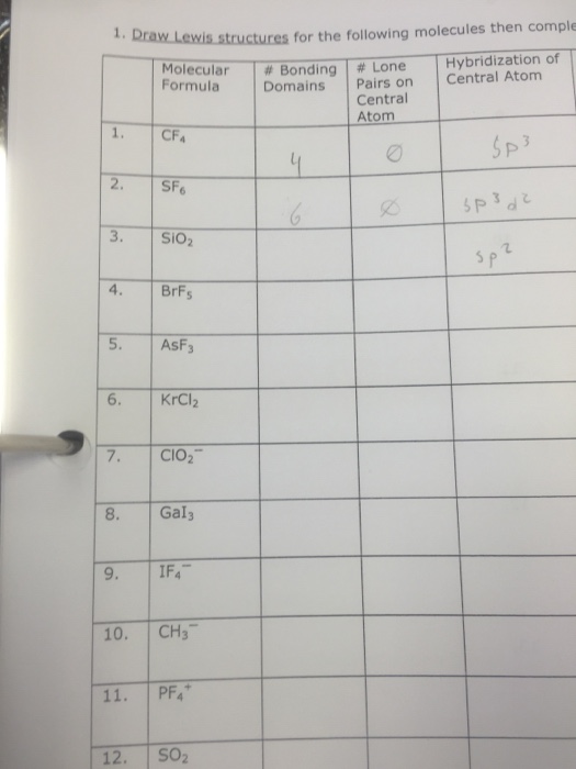 Solved Draw Lewis structures the following molecules then | Chegg.com