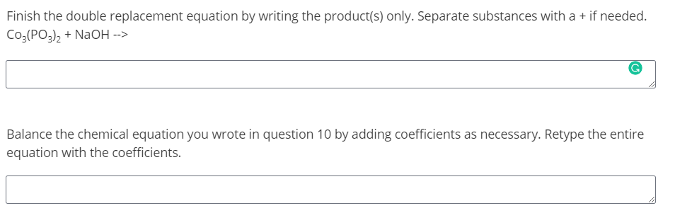 Solved Finish the double replacement equation by writing the | Chegg.com