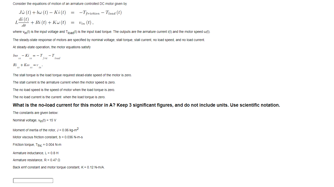 Solved Consider the equations of motion of an armature | Chegg.com