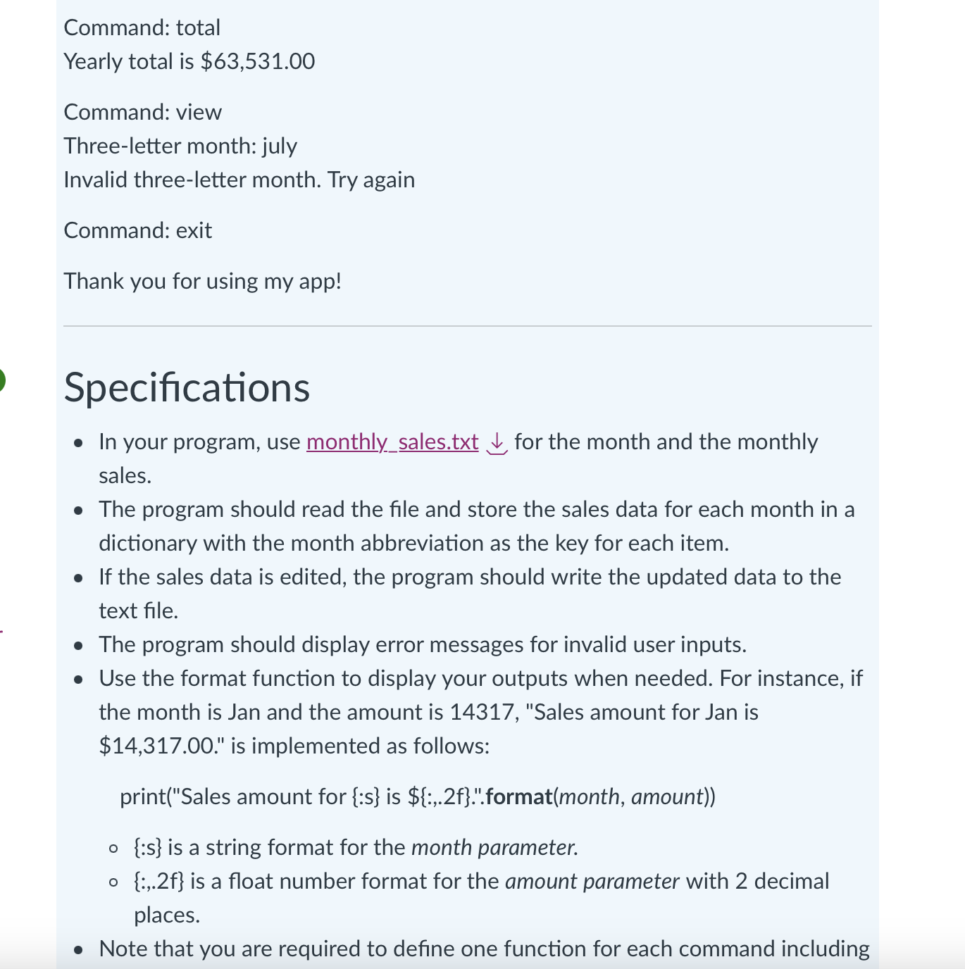 Solved Command: total Yearly total is $63,531.00 Command: | Chegg.com